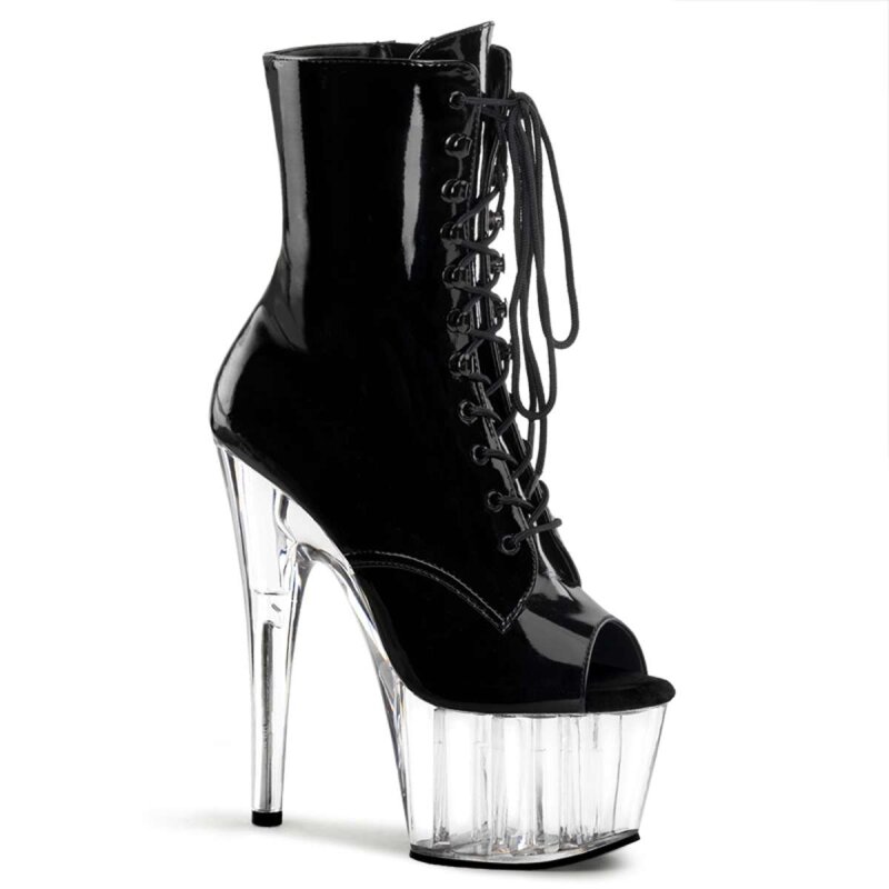 Pleaser Stiefelette ADORE-1021 Schwarz Transparent