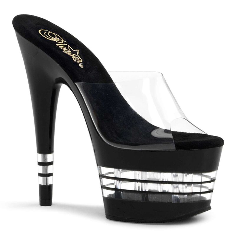 Pleaser Pantolette ADORE-701LN Transparent Schwarz | polesportshop.de