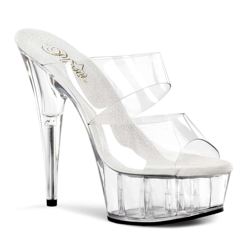 Pleaser Pantolette DELIGHT-602 Transparent Silber