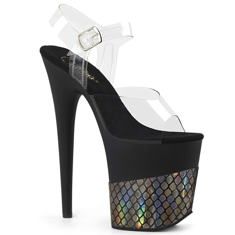 Pleaser Sandalette FLAMINGO-808HFN Transparent Schwarz Bronze Hologram