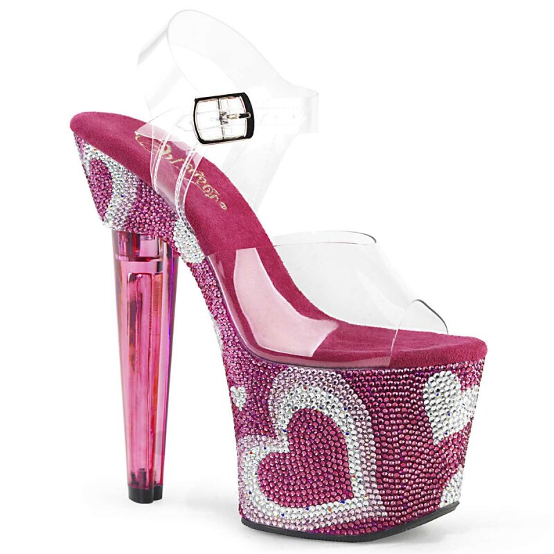 Pleaser Sandalette LOVESICK-708HEART Transparent Pink Strass