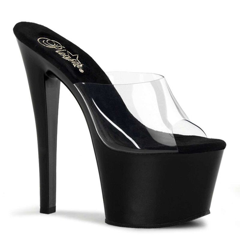 Pleaser Pantolette SKY-301 Transparent Schwarz