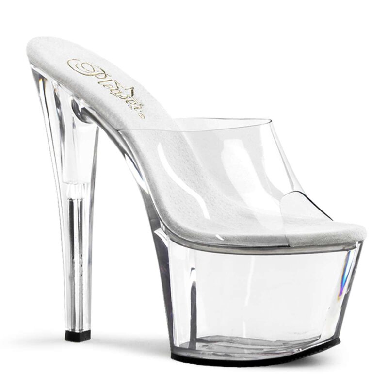 Pleaser Pantolette SKY-301 Transparent Silber