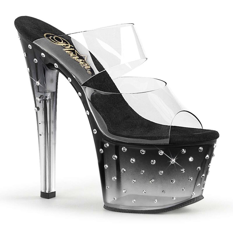 Pleaser Pantolette STARDUST-702T Transparent Schwarz
