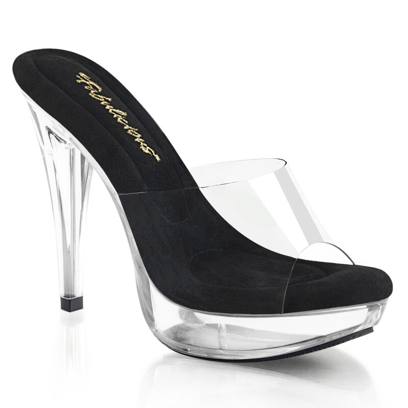 Fabulicious COCKTAIL-501 Plateau Pantoletten Transparent Schwarz ...