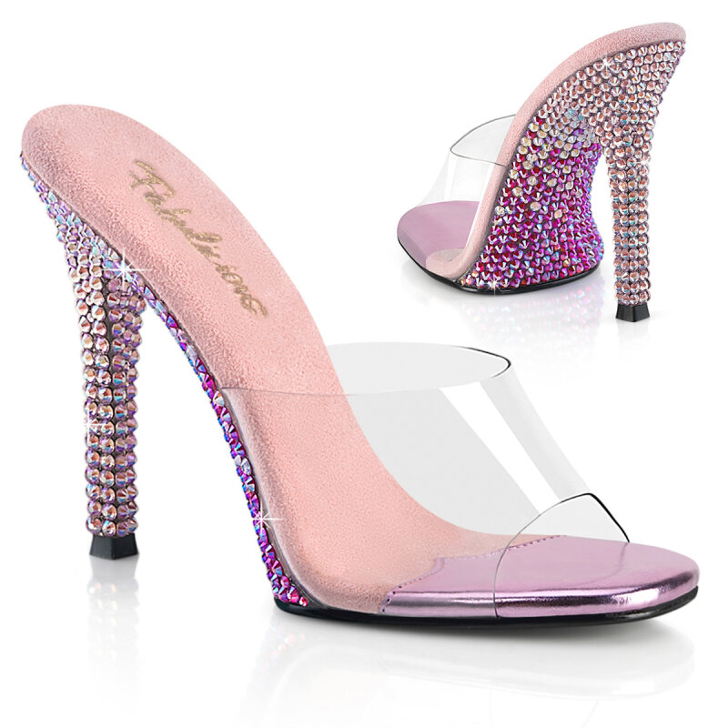 Fabulicious GALA-01DMM Pantoletten Clear Strass Baby Pink