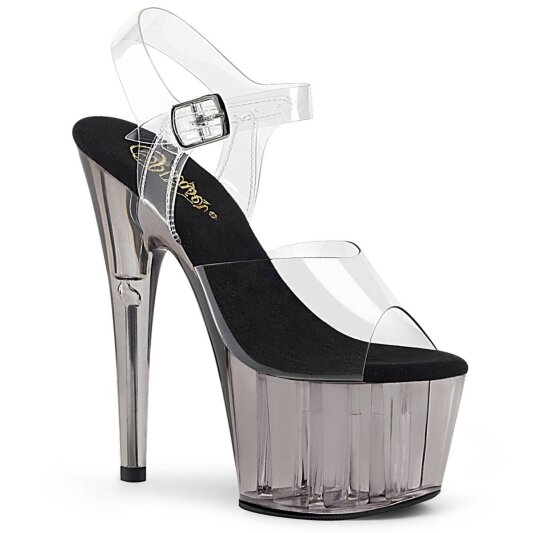 Pleaser ADORE-708T Plateau Sandaletten Rauch Transparent Grau
